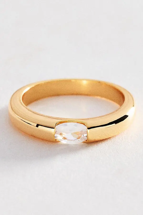 Anthropologie Solo Crystal Bezel Ring