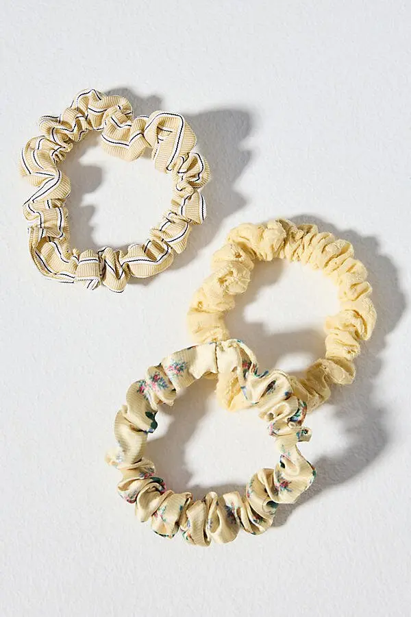Anthropologie Everyday Scrunchies, Set Of 3 - Butter Yellow