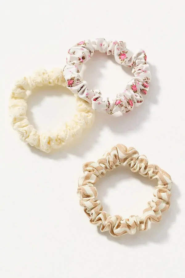 Anthropologie Everyday Scrunchies, Set Of 3 - Cream
