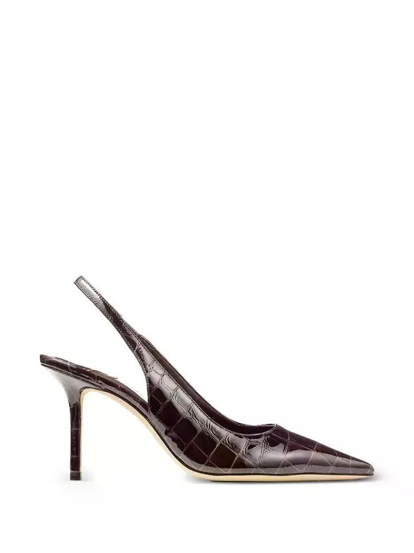 JIMMY CHOO Love 85 Pointed Crocodile-embossed Slingbacks