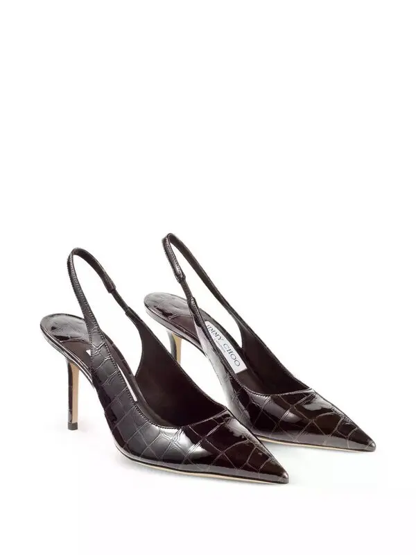 JIMMY CHOO Love 85 Pointed Crocodile-embossed Slingbacks