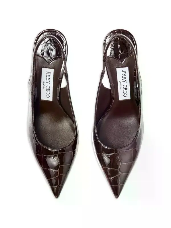 JIMMY CHOO Love 85 Pointed Crocodile-embossed Slingbacks