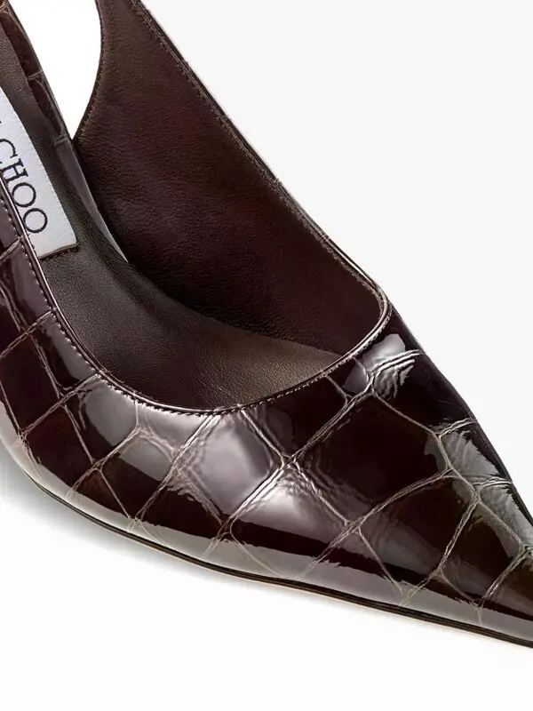 JIMMY CHOO Love 85 Pointed Crocodile-embossed Slingbacks