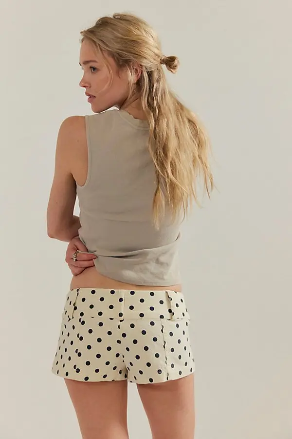 Free People Ana Printed Micro Shorts - Spring White Combo