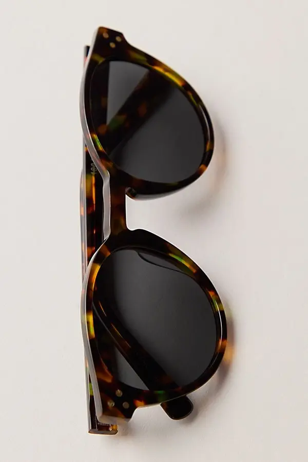 Free People Kerrin Round Acetate Sunglasses - Tort/black
