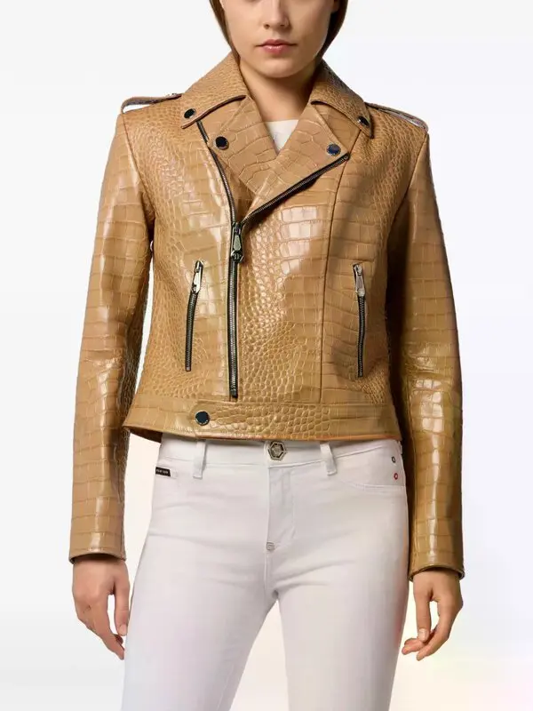 Philipp Plein Cocco Biker Jacket - Neutrals
