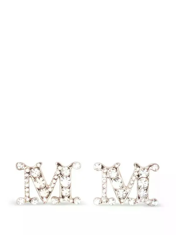 Max Mara Embellished M-letter Stud Earrings - Pink