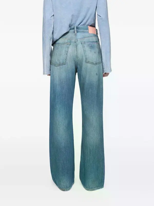 Acne Studios Regular Fit Wide Leg Jeans With Paint Detail - Blue