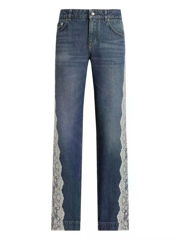 Dolce & Gabbana Lace Trimmed Denim Jeans