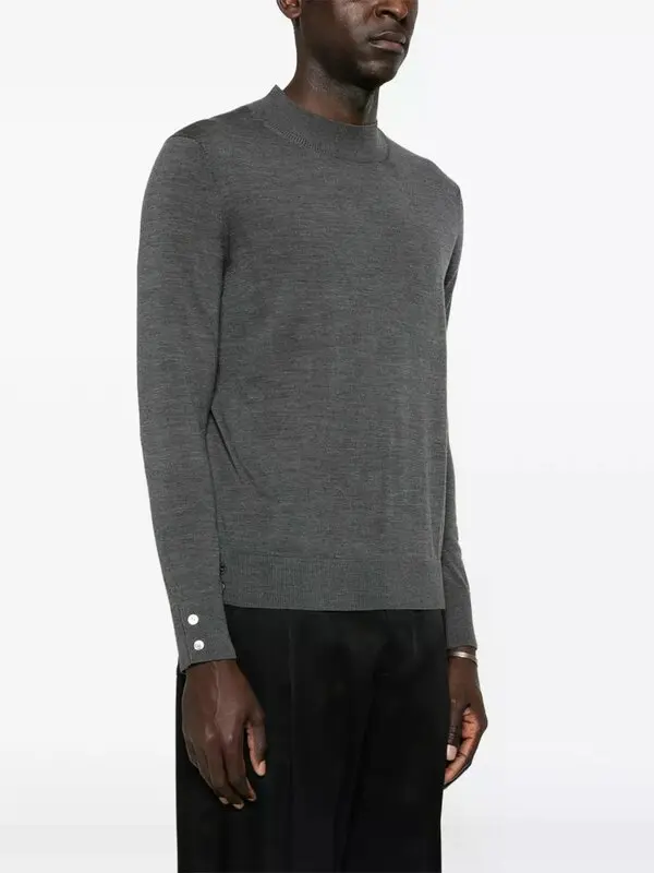 IVORY PARIS Buttoned Mock-neck Sweater - Grey