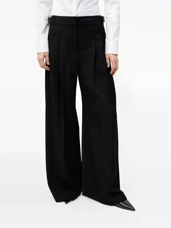 BOSS Pleated Wide-leg Trousers - Black