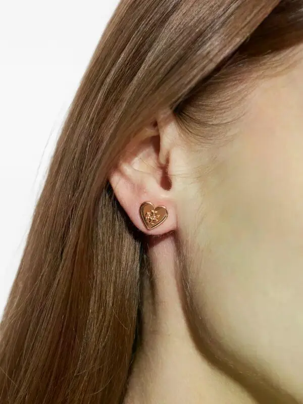 Tory Burch Forget Me Not Heart Motif Stud Earrings