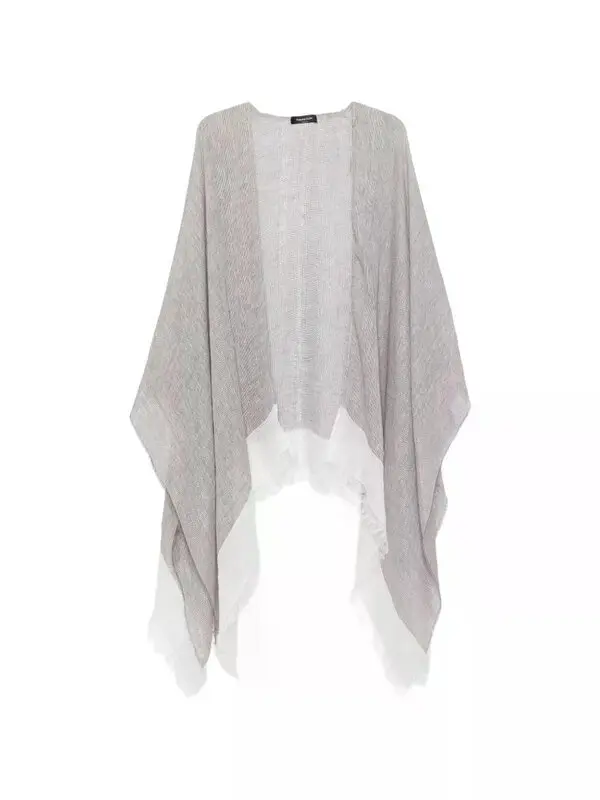 Fabiana Filippi Frayed Hem Poncho - Grey