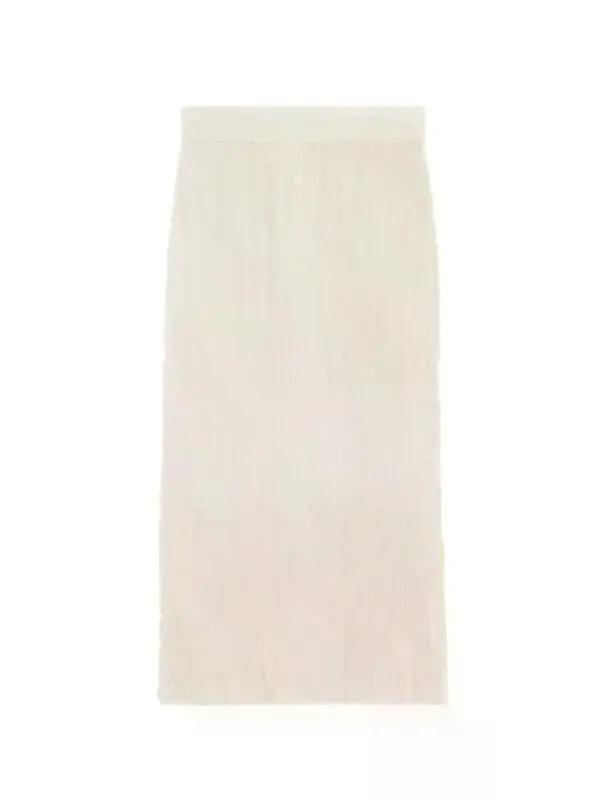 Eric Bompard Ribbed Knit Midi Skirt - Neutrals