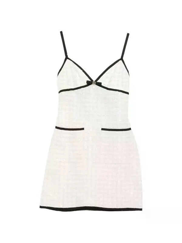 Elie Saab Sequined Mesh Mini Dress - Neutrals