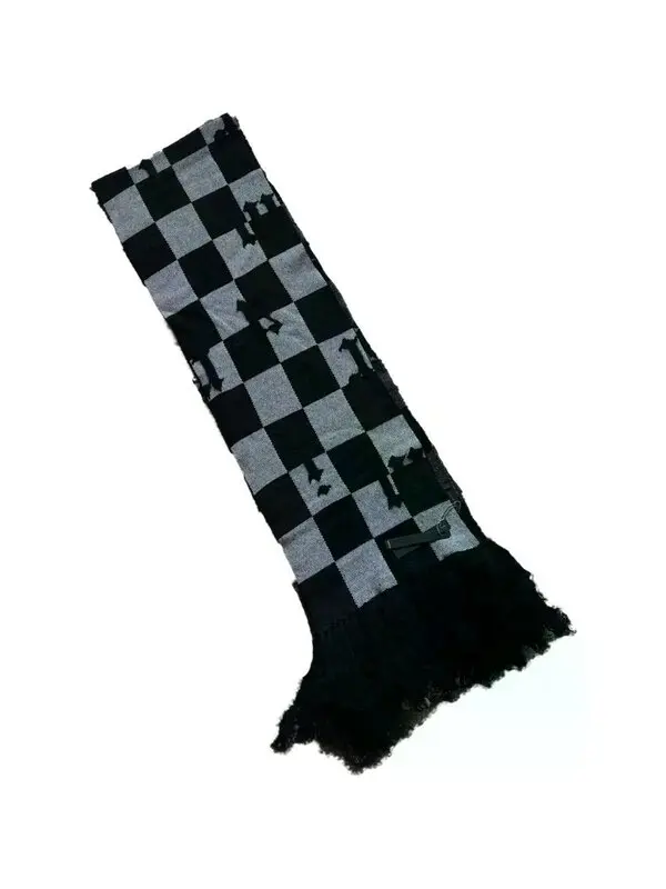 Amiri Check-pattern Fringed Scarf - Black