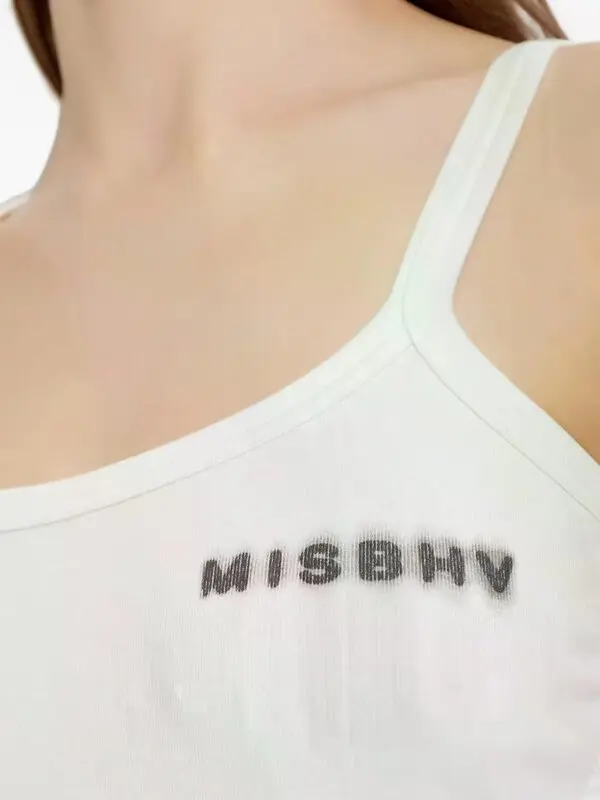 MISBHV Ribbed Racer Back Tank Top With Drawstring Detail - White