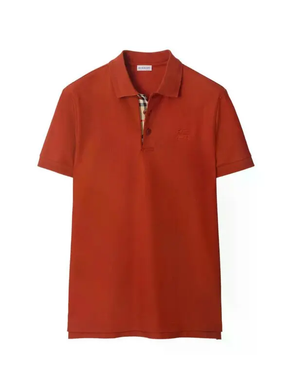 Burberry Cotton Polo Shirt With Embroidered Knight Motif - Orange