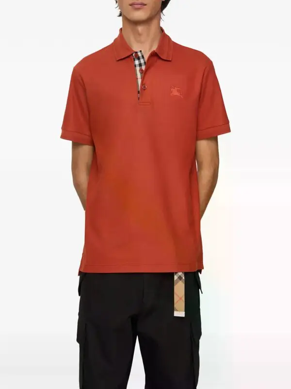 Burberry Cotton Polo Shirt With Embroidered Knight Motif - Orange