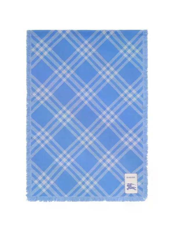 Burberry Wide Check Wool Silk Scarf - Blue