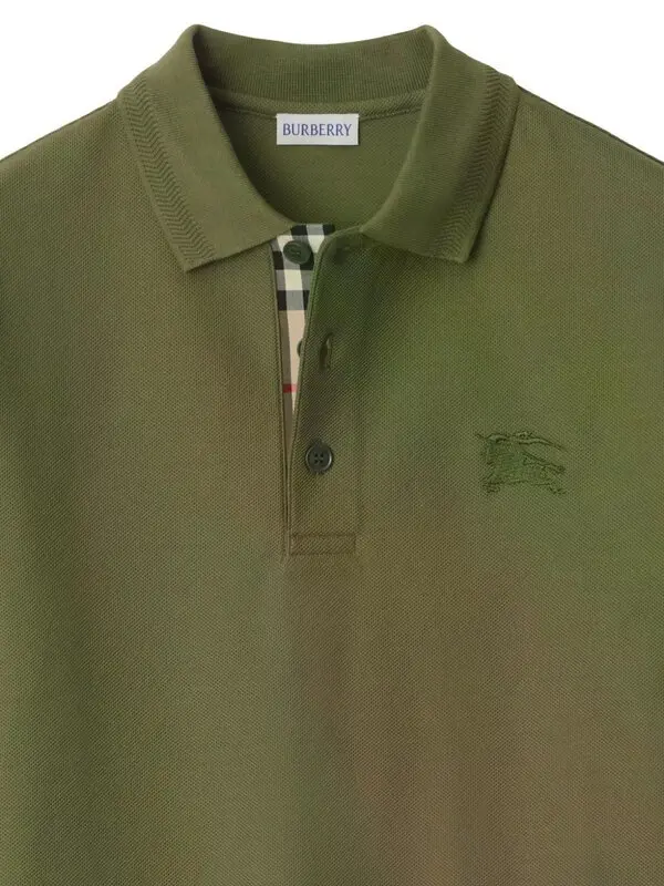 Burberry Cotton Polo Shirt With Embroidered Knight Motif - Green