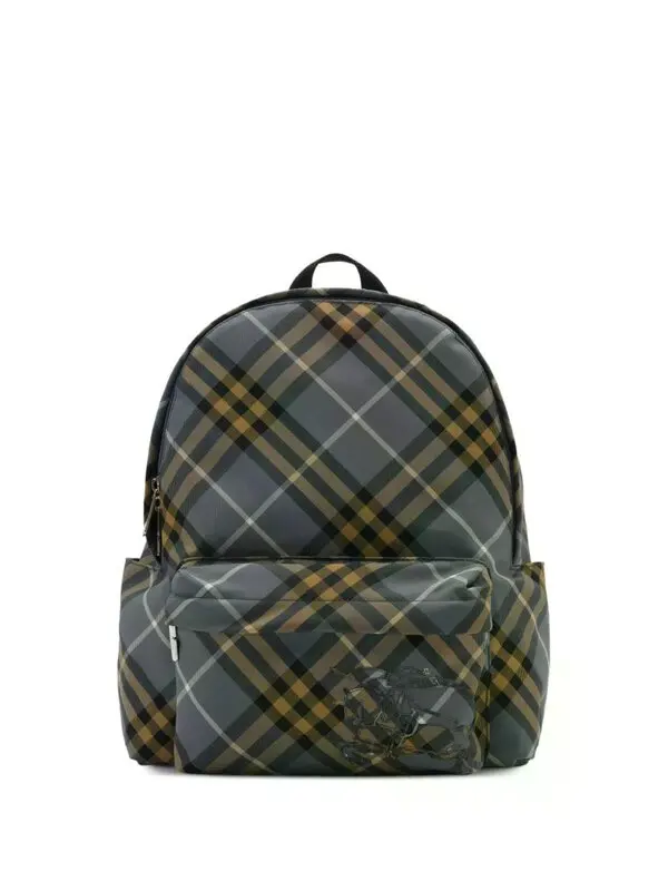 Burberry Check Backpack With Equestrian Knight Appliqu - Grey