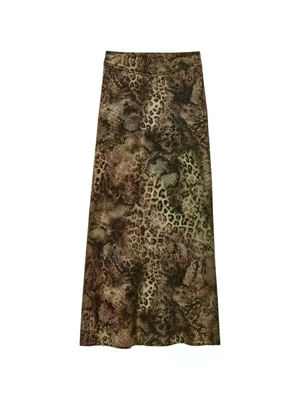 Ba&sh Ciria Animal Print Midi Skirt