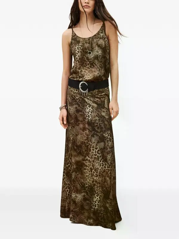 Ba&sh Ciria Animal Print Midi Skirt