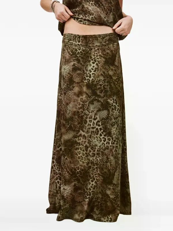Ba&sh Ciria Animal Print Midi Skirt