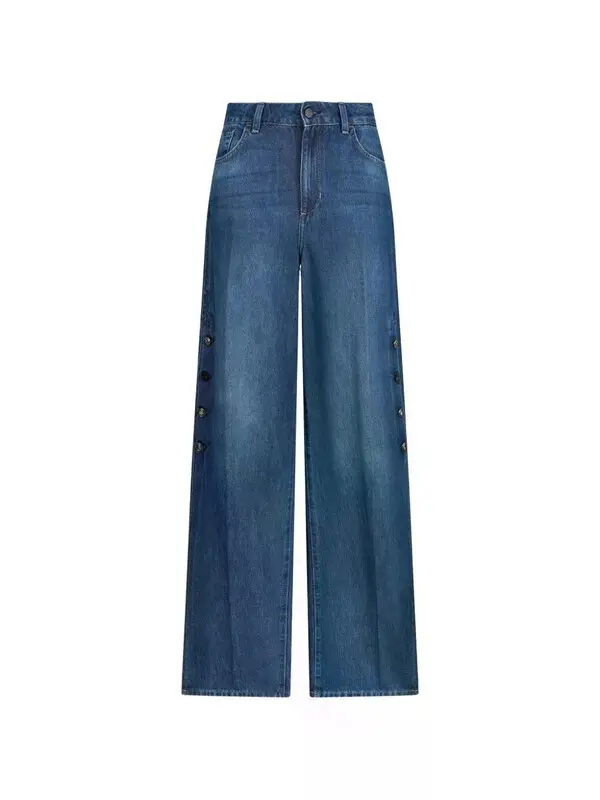 Liu Jo Button Detailed Wide Leg Jeans