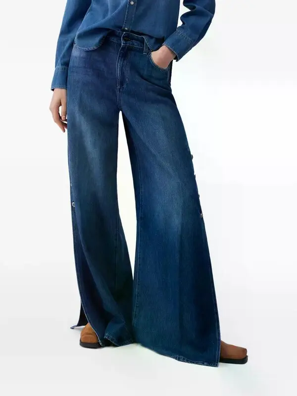 Liu Jo Button Detailed Wide Leg Jeans