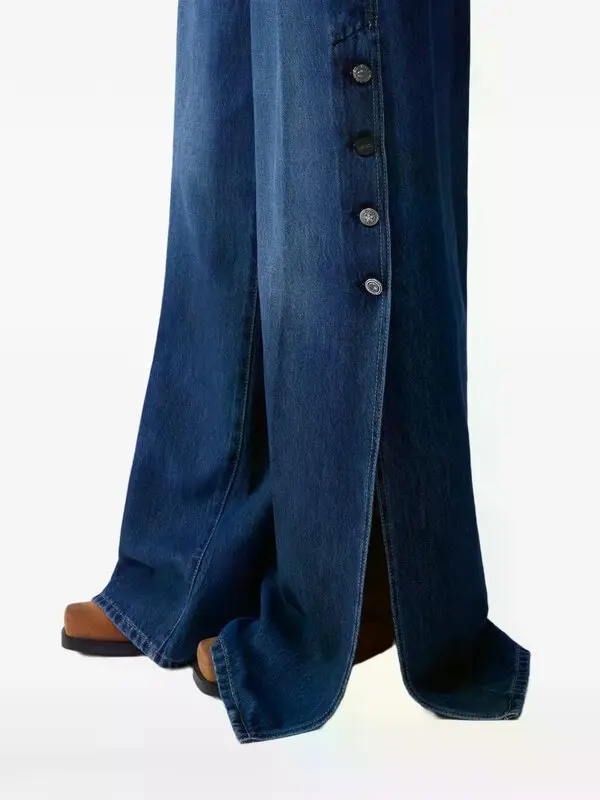 Liu Jo Button Detailed Wide Leg Jeans