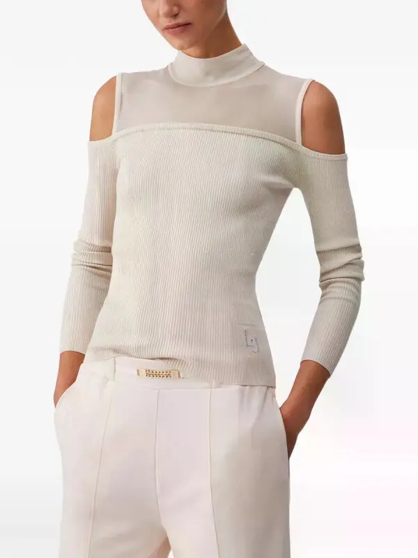 Liu Jo Cold-shoulder Ribbed Knit Sweater