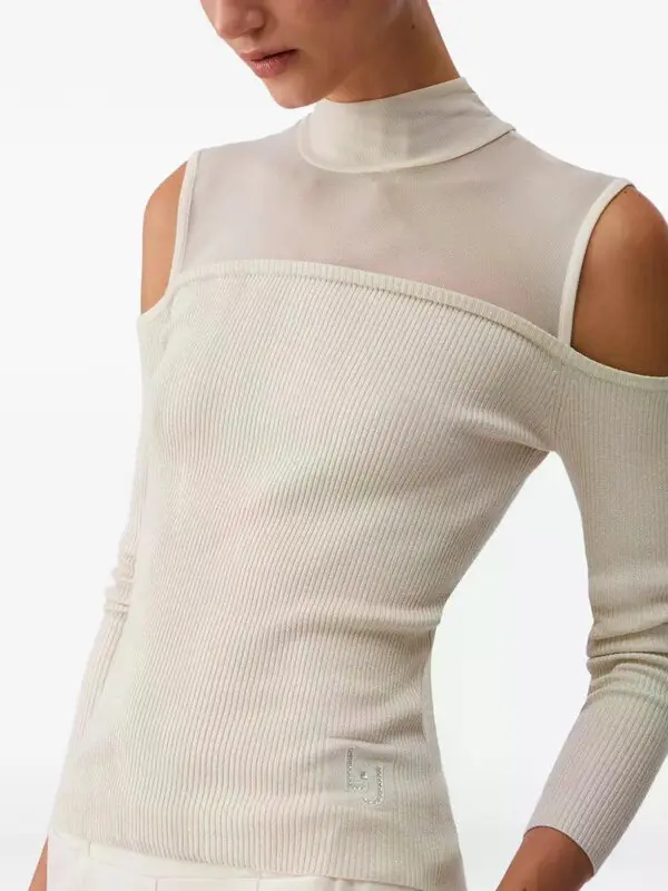 Liu Jo Cold-shoulder Ribbed Knit Sweater