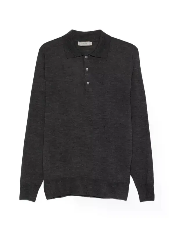 Canali Button Wool Polo Shirt - Grey