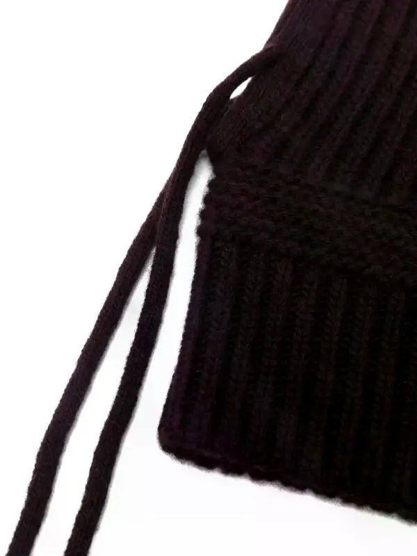 Miu Miu Ribbed Knit Balaclava With Tie Detail