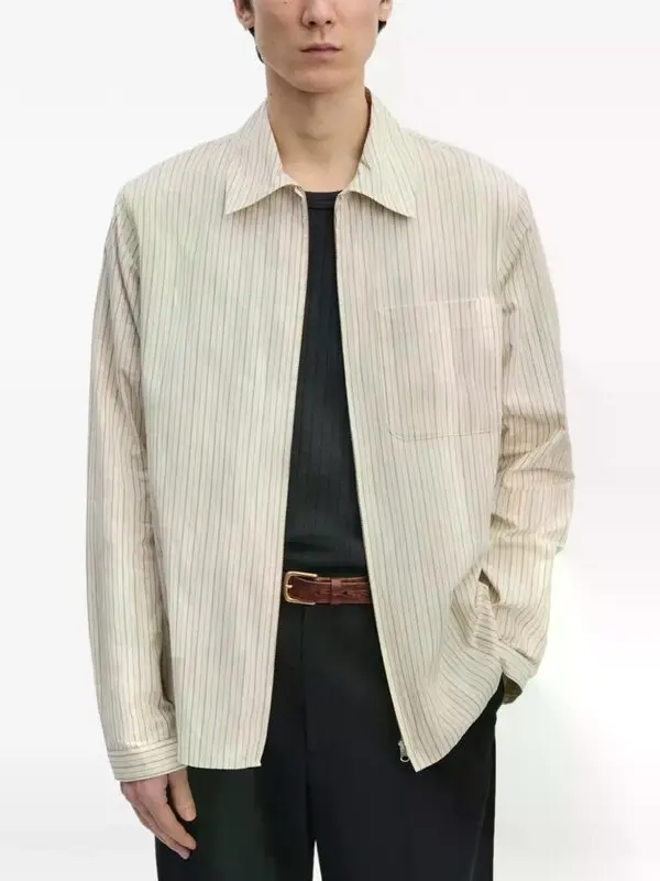 ANOTHER ASPECT Striped Zip-up Shirt