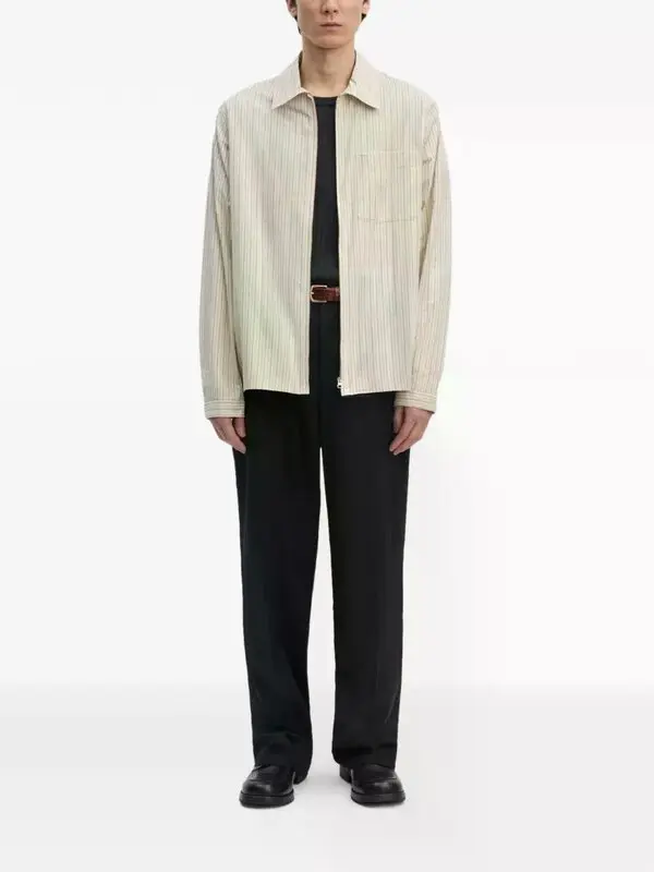 ANOTHER ASPECT Striped Zip-up Shirt