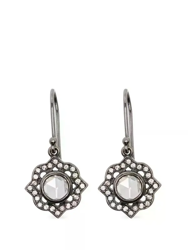 REWIND VINTAGE AFFAIRS 18kt Black Gold Nova Diamond Drop Earrings - Silver