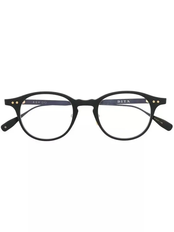 Dita Ash Round Frame Glasses - Black