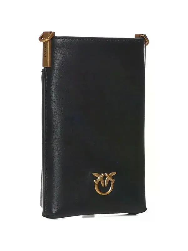 Pinko Love Birds-plaque Leather Phone Bag - Black