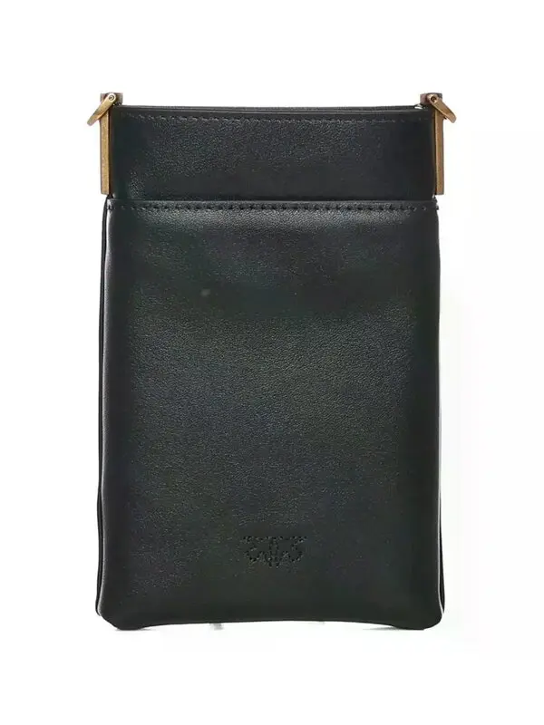 Pinko Love Birds-plaque Leather Phone Bag - Black