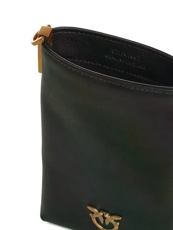 Pinko Love Birds-plaque Leather Phone Bag - Black
