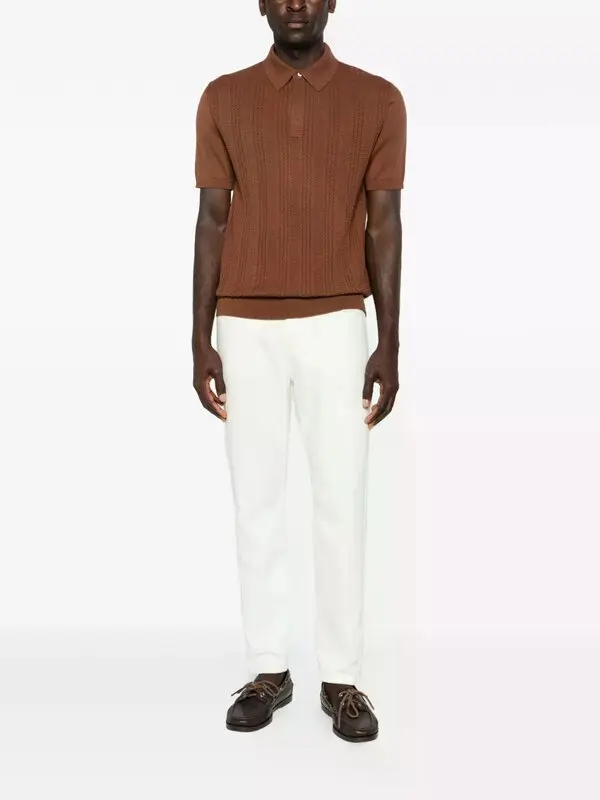Canali Textured Short-sleeve Polo Shirt