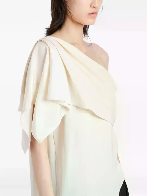 Proenza Schouler One-shoulder Draped Twill Top - Neutrals