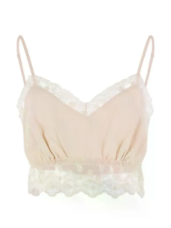 Simone Rocha Lace-trimmed V-neck Top