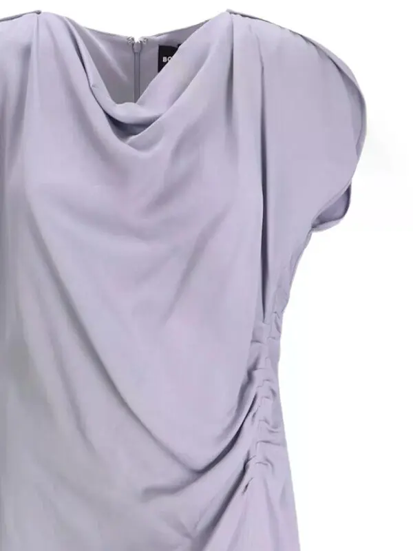 BOSS Devania Cowl Neck Ruched Knee Length Dress