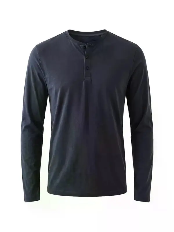PATRICK ASSARAF Henley Buttoned T-shirt - Blue