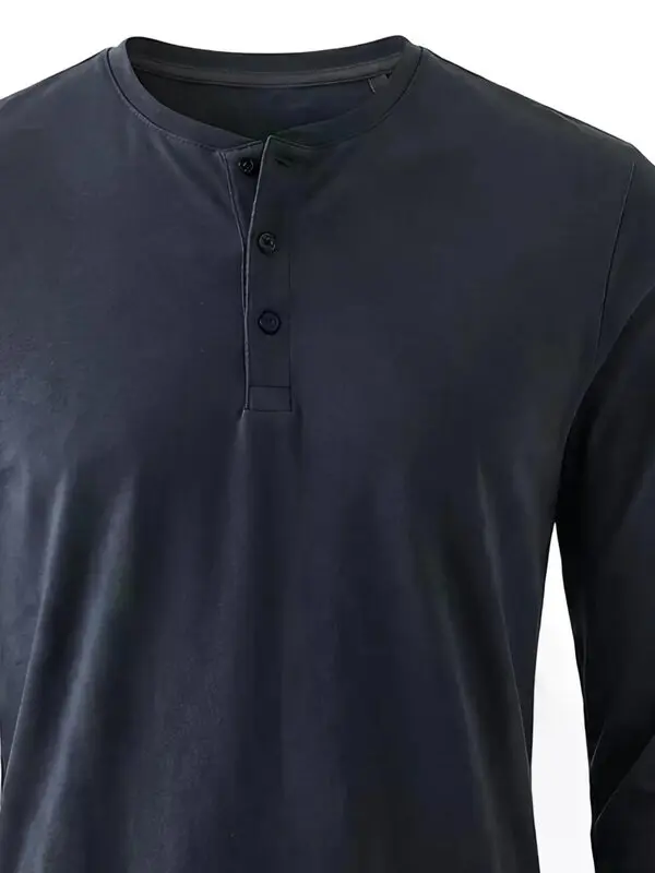 PATRICK ASSARAF Henley Buttoned T-shirt - Blue