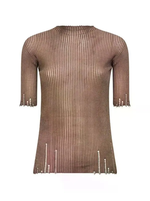 UMA WANG Scalloped-edges T-shirt - Brown